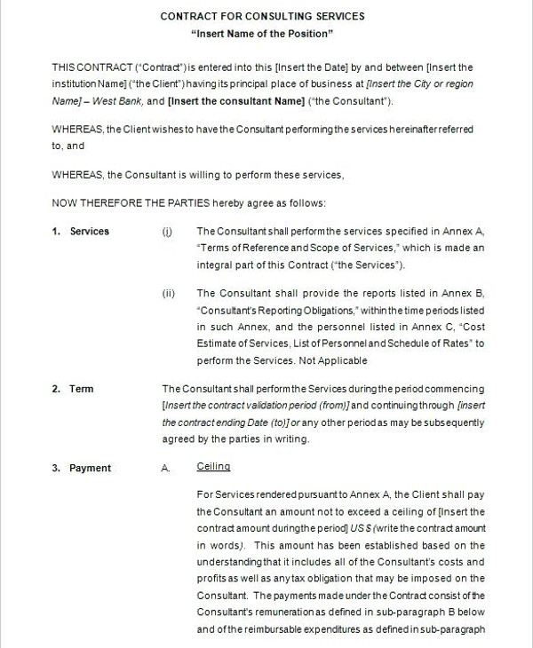 Training Consultant Contract 9 Examples Format Pdf Tips