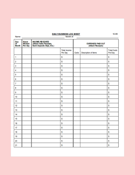 Log Sheet - 19+ Examples, Format, Pdf | Examples