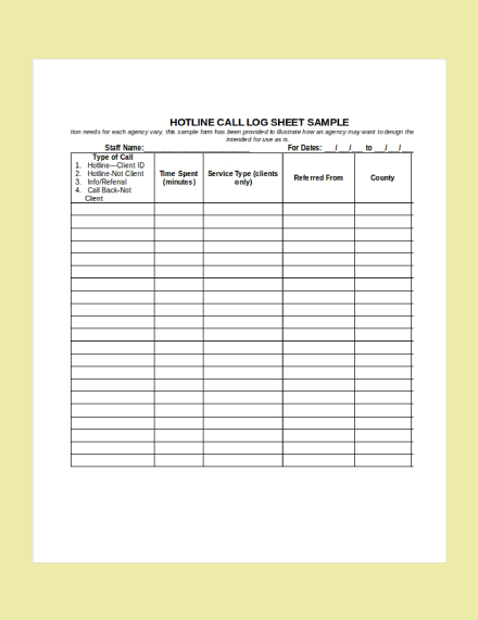 Log Sheet - 19+ Examples, Format, Pdf | Examples