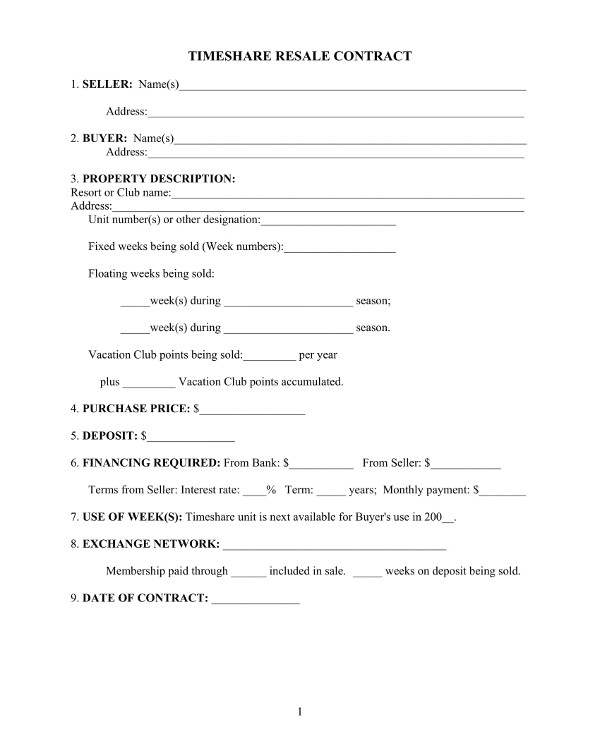 7 Timeshare Contract Examples In PDF Word Examples