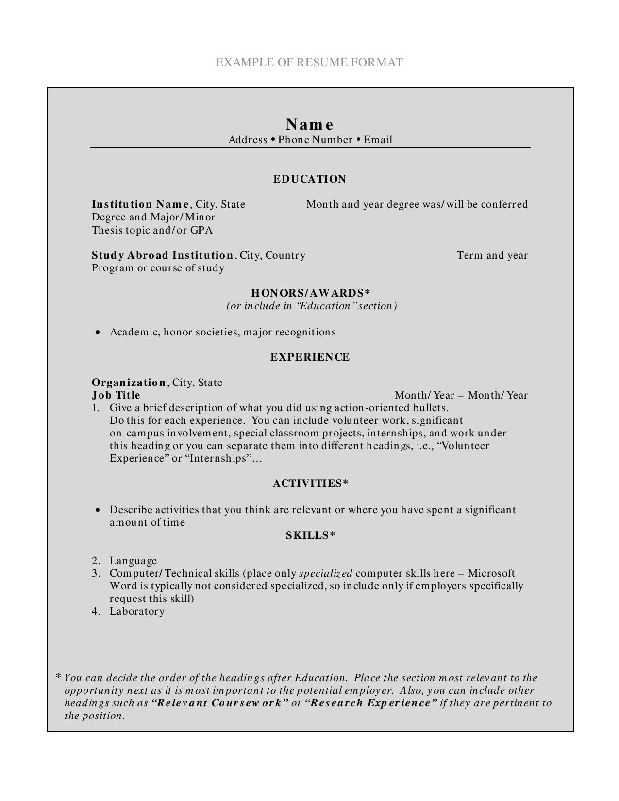 Fresher Resume - 10+ Examples, Format, Sample | Examples