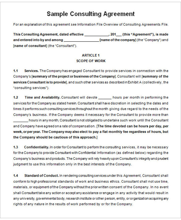 15 Simple Consulting Contract Template Free DocTemplates