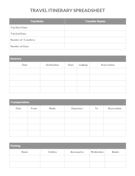 10 Itinerary Examples Templates In Word Excel Number Pages Examples