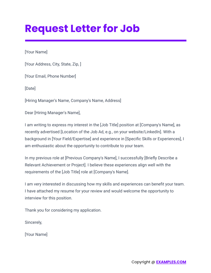 Request Letter 85 Examples Format How To Write PDF Request Letter 85 Examples Format How To Write PDF