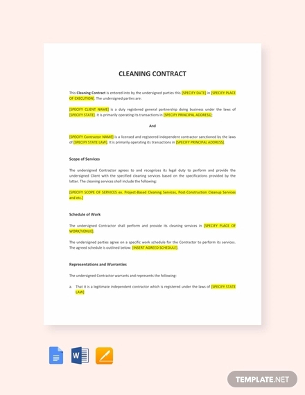 Contract Templates and Examples - 19+ Word, Pages, Docs | Examples
