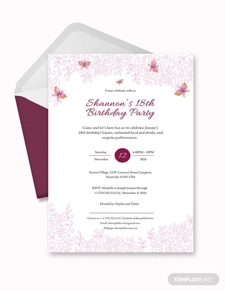 18th Birthday Invitation - 19+ Examples, Format, Pdf | Examples