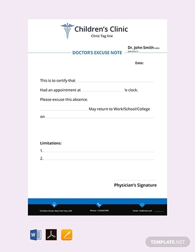 Doctor Excuse Note 11 Examples Format Pdf Examples