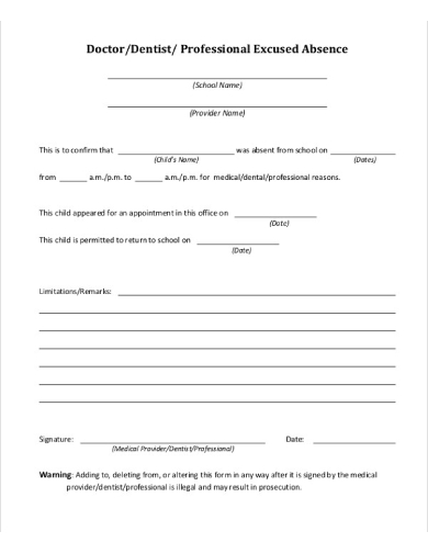 Doctor Excuse Note - 11+ Examples, Format, Pdf | Examples