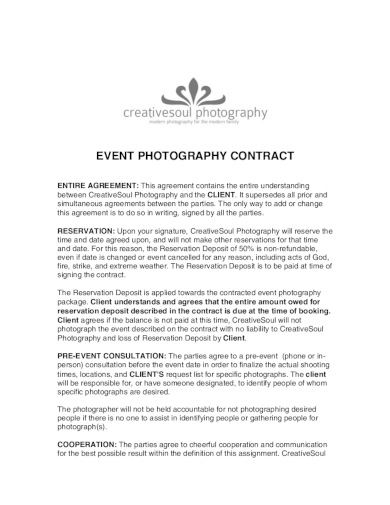 Photography Contract - 17+ Examples, Format, Pdf | Examples