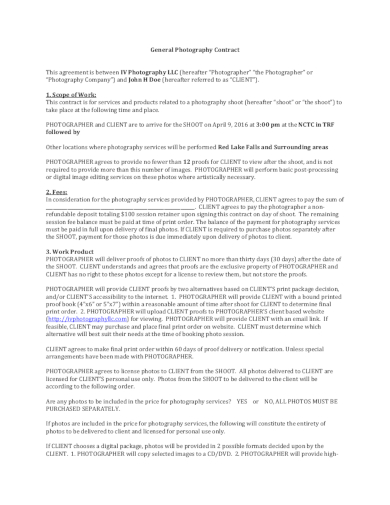 Photography Contract - 17+ Examples, Format, Pdf | Examples