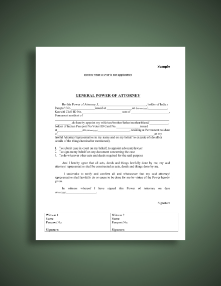 General Power of Attorney - 10+ Examples, Format, Pdf | Examples