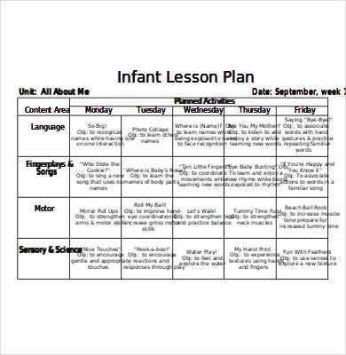 Lesson Plan for Infants - 10+ Examples, Format, Pdf | Examples
