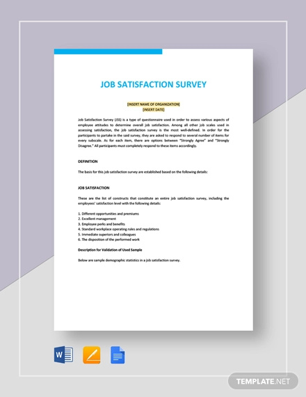Job Satisfaction Survey - 6+ Examples, Format, How to Use, Word, PDF