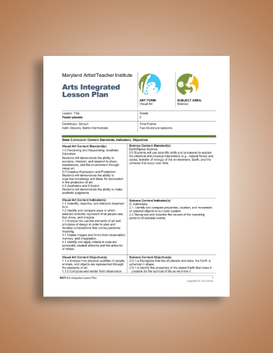 Art Lesson Plan - 10+ Examples, Format, Pdf | Examples