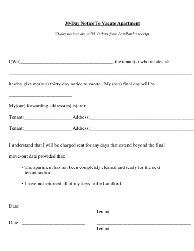 30 Day Notice To Vacate 10 Examples Format Pdf Examples