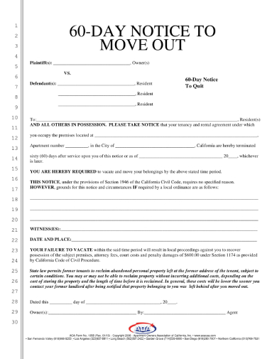 60 Day Notice To Vacate Sle Letter From Landlord Bangmuin Image Josh