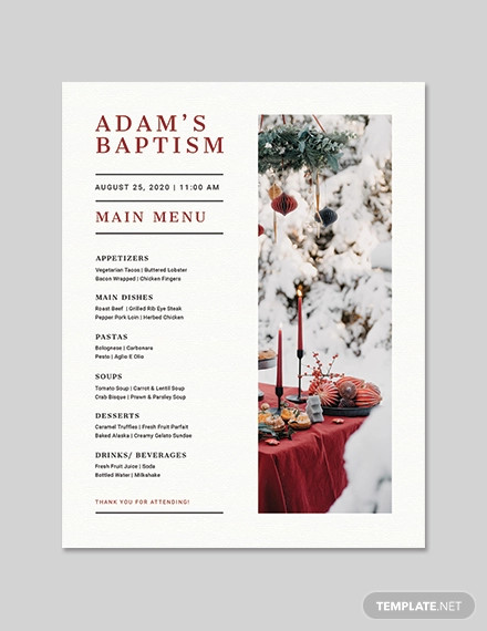 Baptism Menu - 22+ Examples, Format, Pdf | Examples