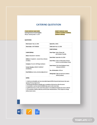 Catering Quotation 18 Examples Format Pdf Examples