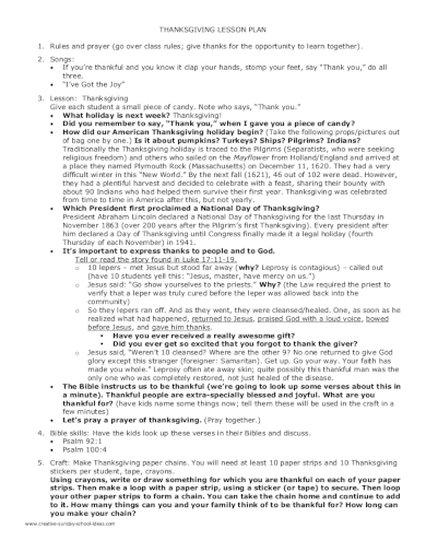 Thanksgiving Lesson Plan - 10+ Examples, Format, Pdf | Examples