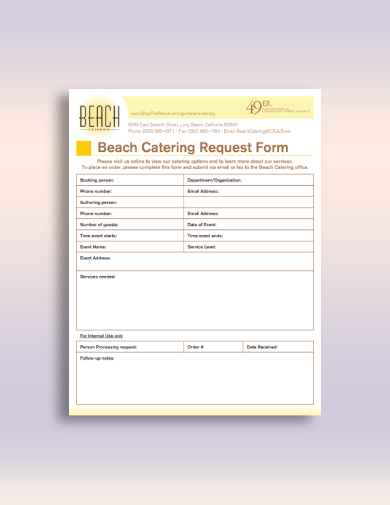 Catering Order Forms - 10+ Examples, Format, Pdf | Examples