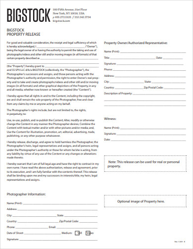 Property Release Form - 10+ Examples, Format, Sample | Examples
