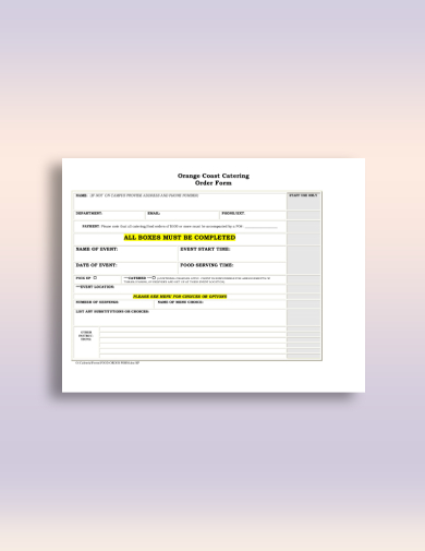Catering Order Forms - 10+ Examples, Format, Pdf | Examples