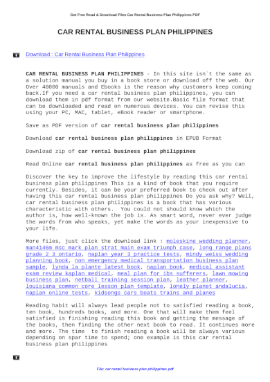 Rental Business Plan - 11+ Examples, Format, Pdf | Examples