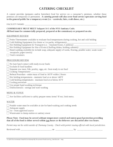 Catering Checklist - 10+ Examples, Format, Pdf | Examples