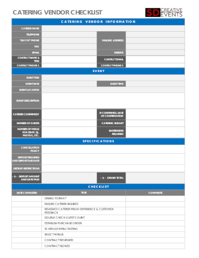 Catering Checklist - 10+ Examples, Format, Pdf | Examples