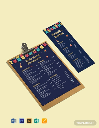 Mexican Menu - 6+ Examples, Format, Pdf | Examples