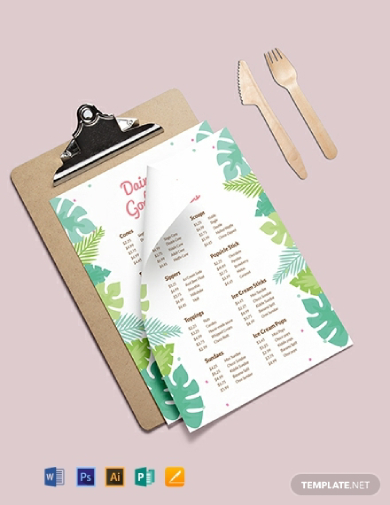 Ice Cream Menu - 6+ Examples, Format, Pdf | Examples