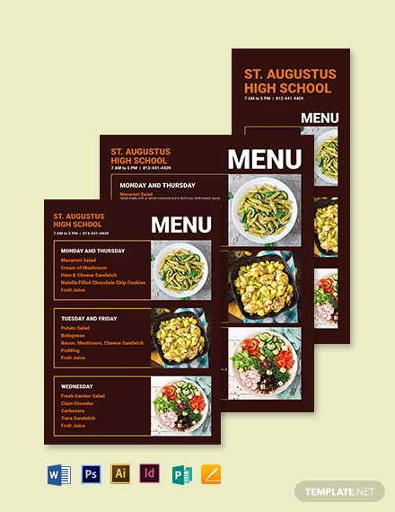 School Menu - 21+ Examples, Format, Pdf | Examples