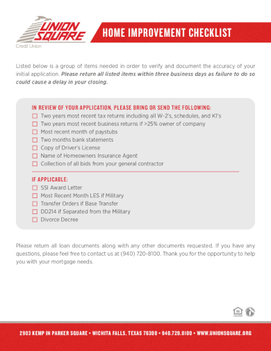 Home Renovation Checklist - 10+ Examples, Format, Pdf | Examples