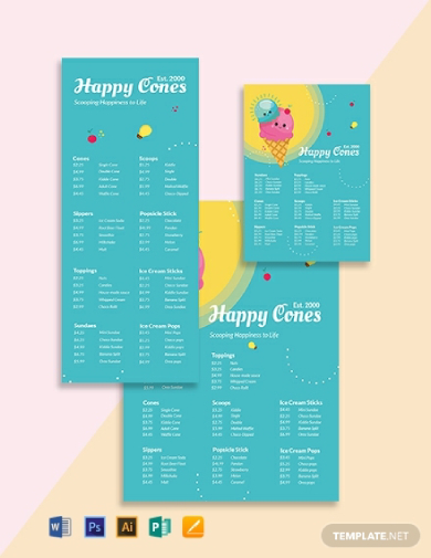 Ice Cream Menu - 6+ Examples, Format, Pdf | Examples