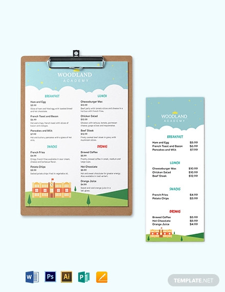 School Menu - 21+ Examples, Format, Pdf | Examples