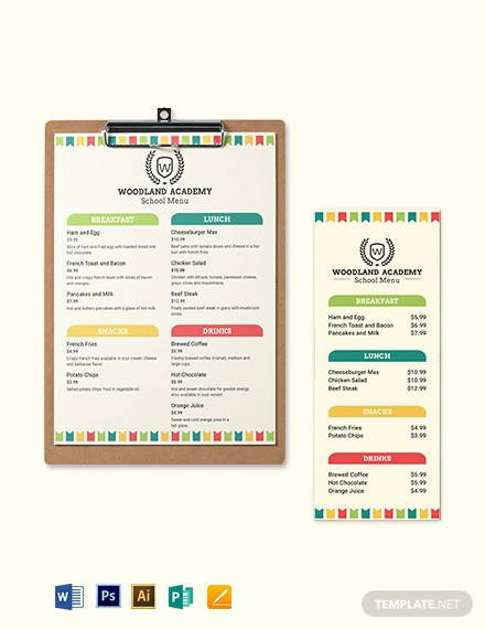 School Menu - 21+ Examples, Format, Pdf | Examples