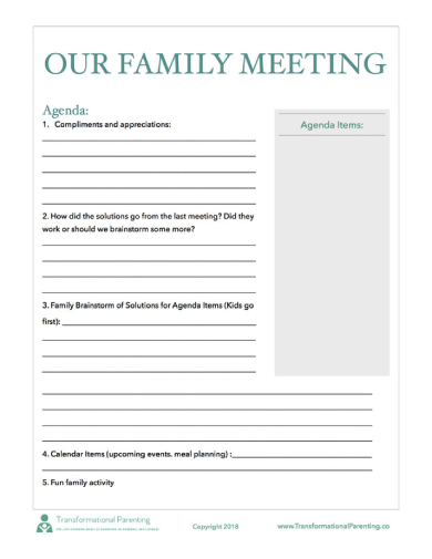 Printable Family Meeting Agenda Template Printable Templates