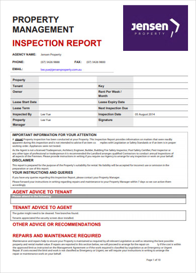 Property Inspection Report 7 Examples Format Pdf Examples