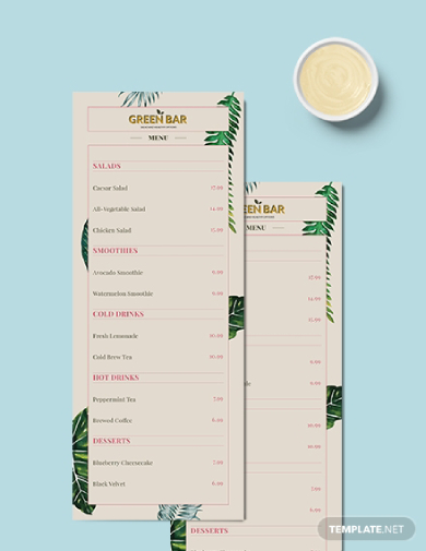 Bar Menu - 5+ Examples, Format, Pdf | Examples