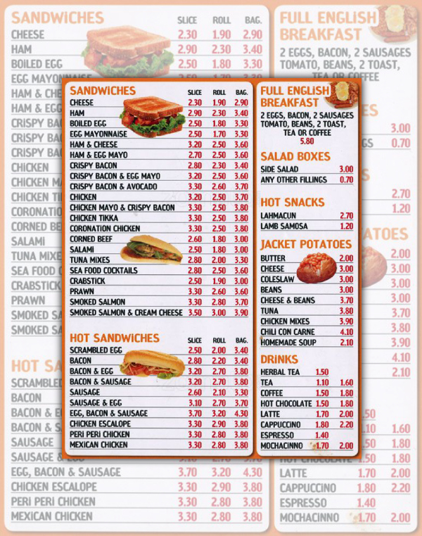 Sandwich Menu 17 Examples Format Pdf Examples