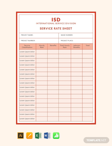 Rate Sheet 10 Examples Format Pdf Examples