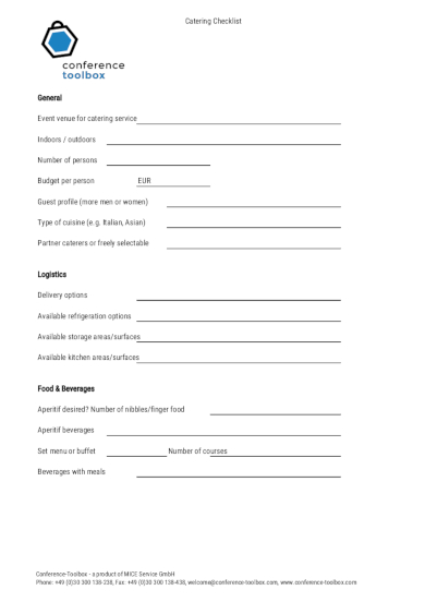 Catering Checklist - 10+ Examples, Format, Pdf | Examples