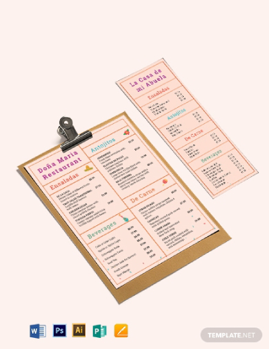 Mexican Menu - 6+ Examples, Format, Pdf | Examples
