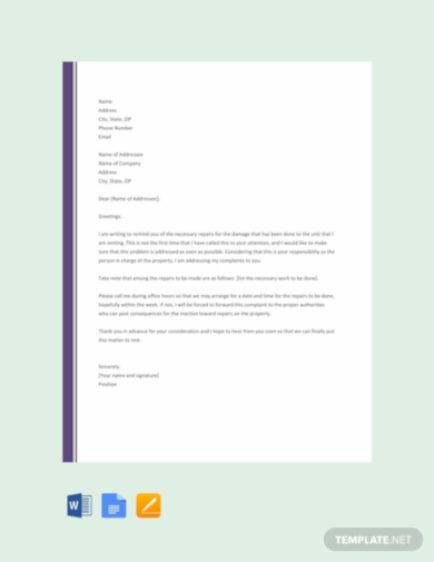 Tenant Complaint Letter - 10+ Examples, Format, Sample | Examples