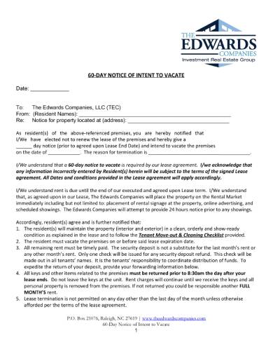60 Day Notice To Vacate Sle Letter From Landlord Bangmuin Image Josh