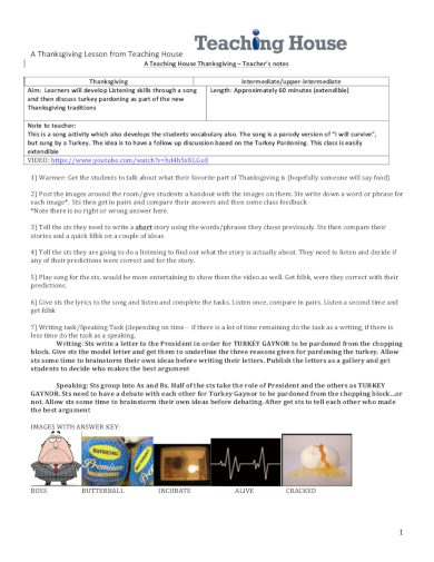 Thanksgiving Lesson Plan - 10+ Examples, Format, Pdf | Examples