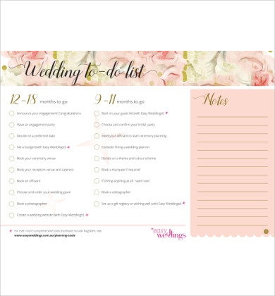 Wedding List - 5+ Examples, Format, Pdf | Examples