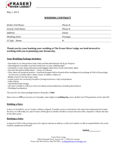 Wedding Contract 16 Examples Format Pdf Examples