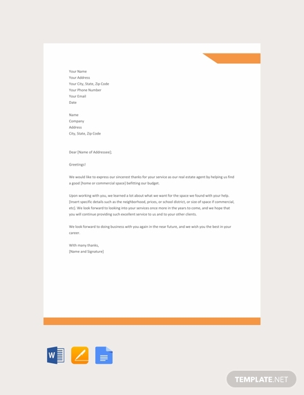 Real Estate Thank You Letter - 10+ Examples, Format, Sample | Examples