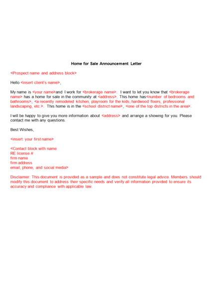 Real Estate Announcement Letter - 13+ Examples, Format, Sample | Examples